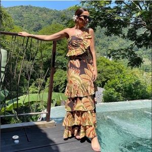 Zara | Dresses | Zara Linen Blend Ruffles Printed Skirt | Poshmark